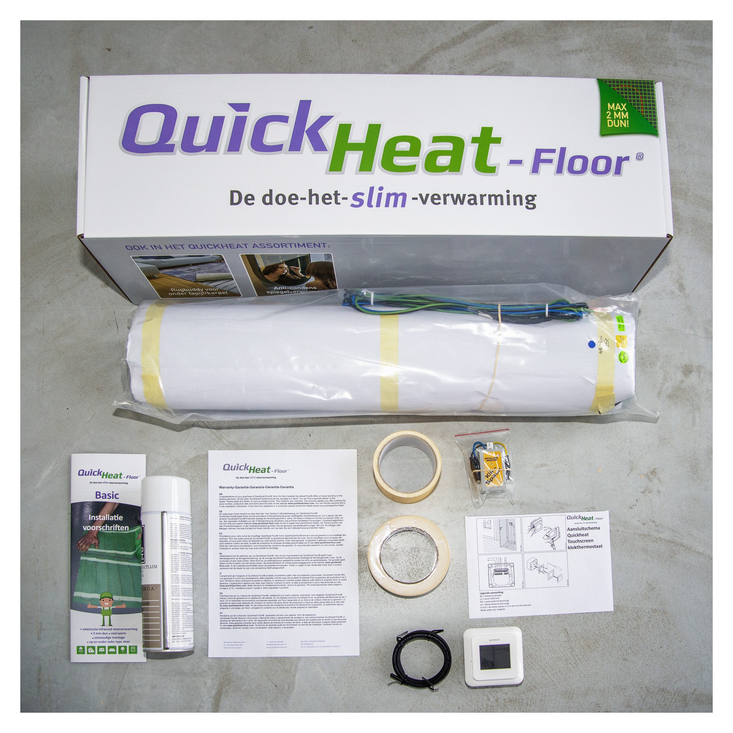 8 m² Quickheat-Floor Basic pakket (1050W) – Quickheat-Floor